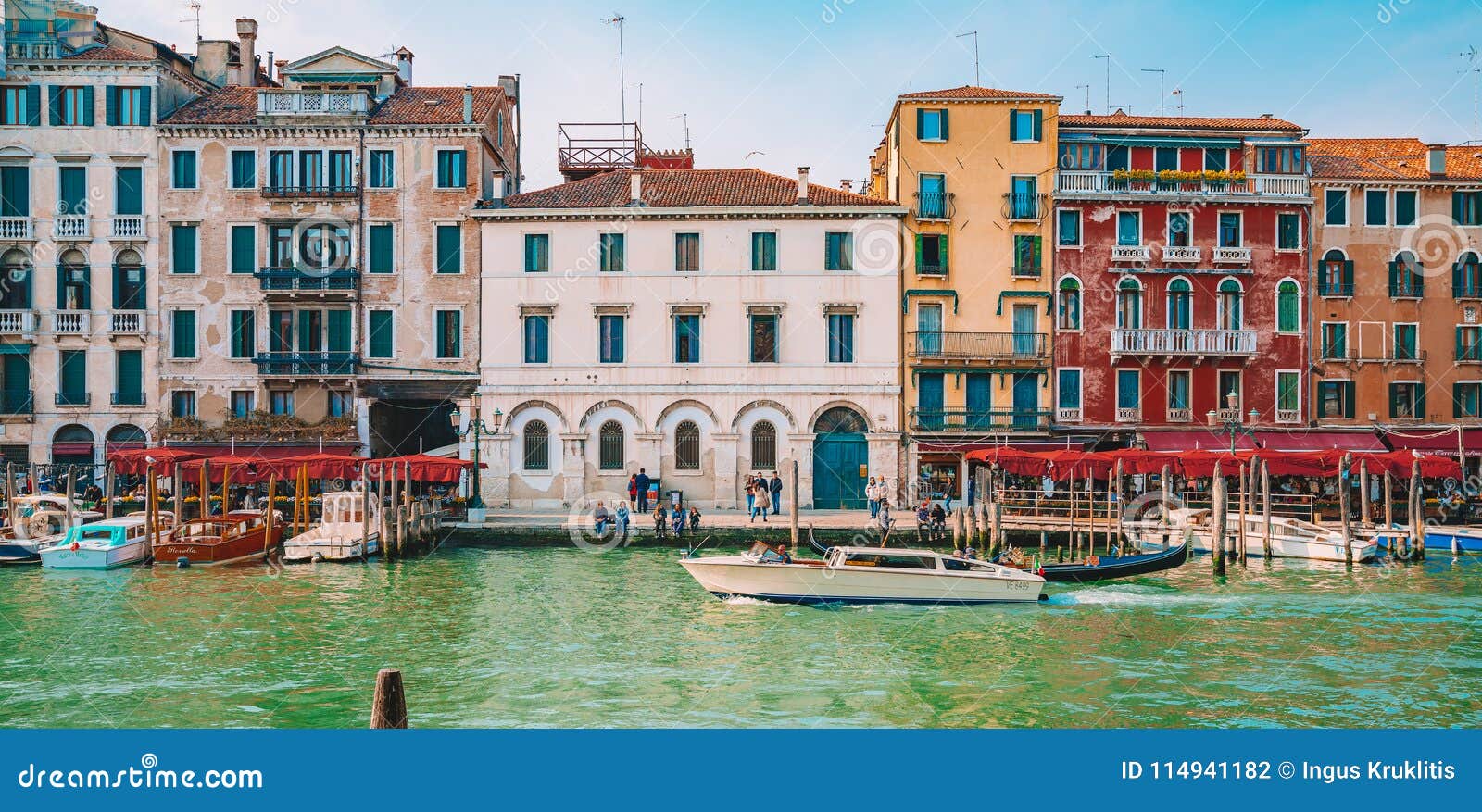 Beautiful View Of Traditional Gondola On Famous Canal Grande Editorial