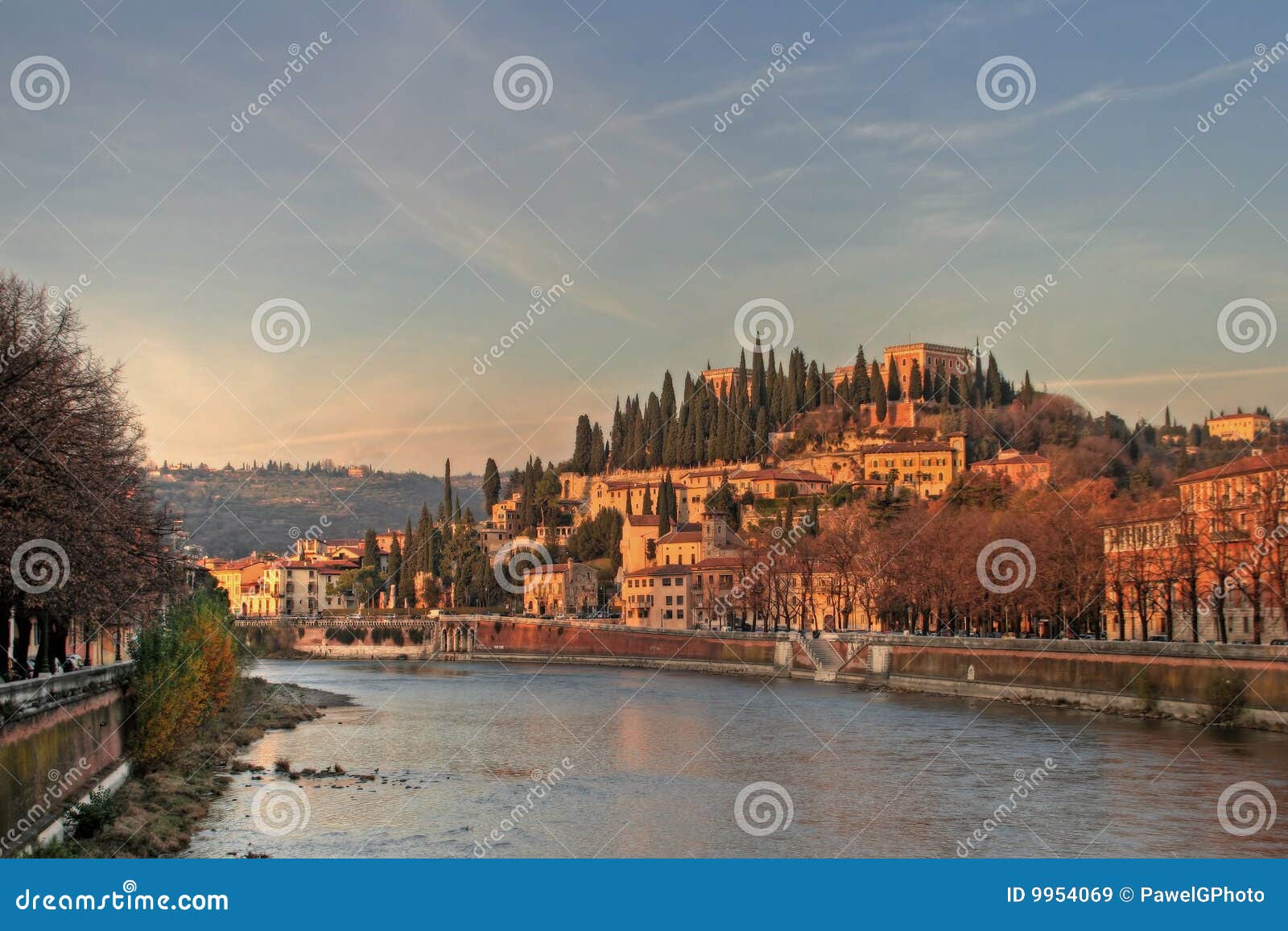 Beautiful View of Verona in Late Evening. Stock Image - Image of still ...