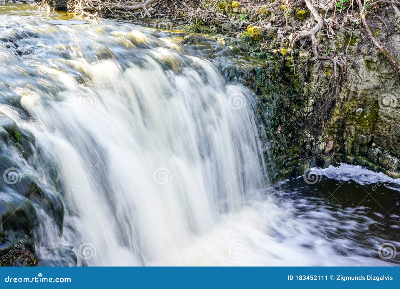 Beautiful View in Spring of a Waterfall in a Small River Stock Image ...
