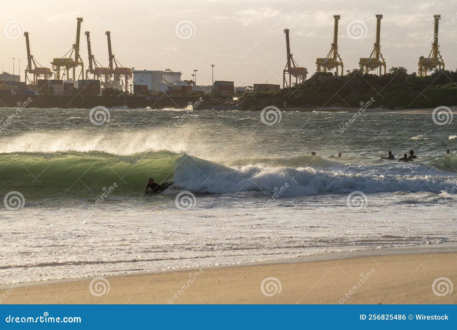 Beautiful View of a Wavy Ocean and a Surfer Catching Waves Editorial ...