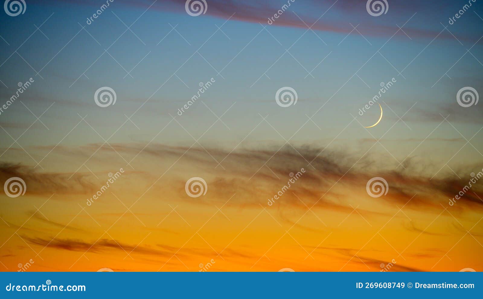 Beautiful View of the Waxing Crescent Moon on a Sunset Sky Stock Image ...
