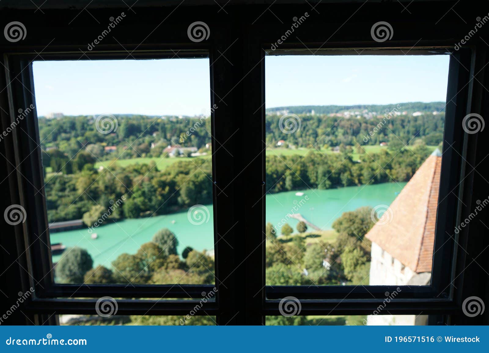 Beautiful View from the Window at the River and Surrounding Greenery ...