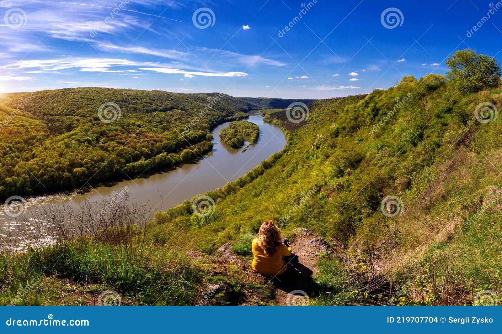 Beautiful View of Yin Yang Island in the River Canyon Stock Photo ...