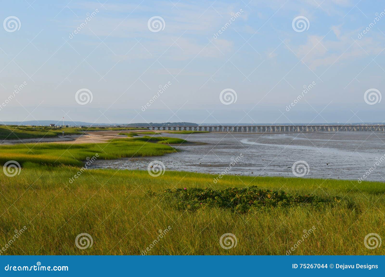 Beautiful Views of Powder Point Bridge and Duxbury Bay Stock Photo ...