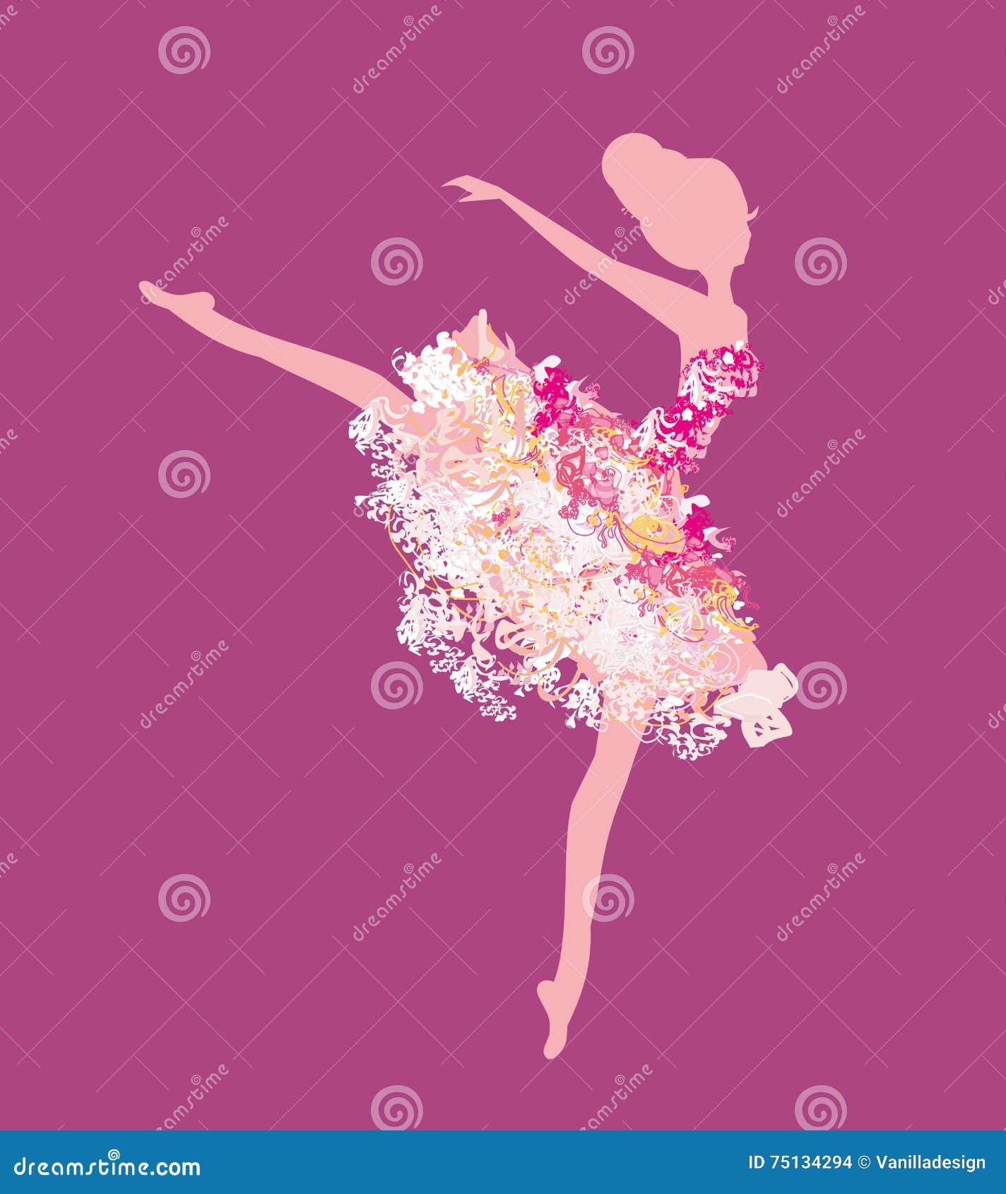 Beautiful Vintage Ballerina Stock Vector - Illustration of motion, hand ...