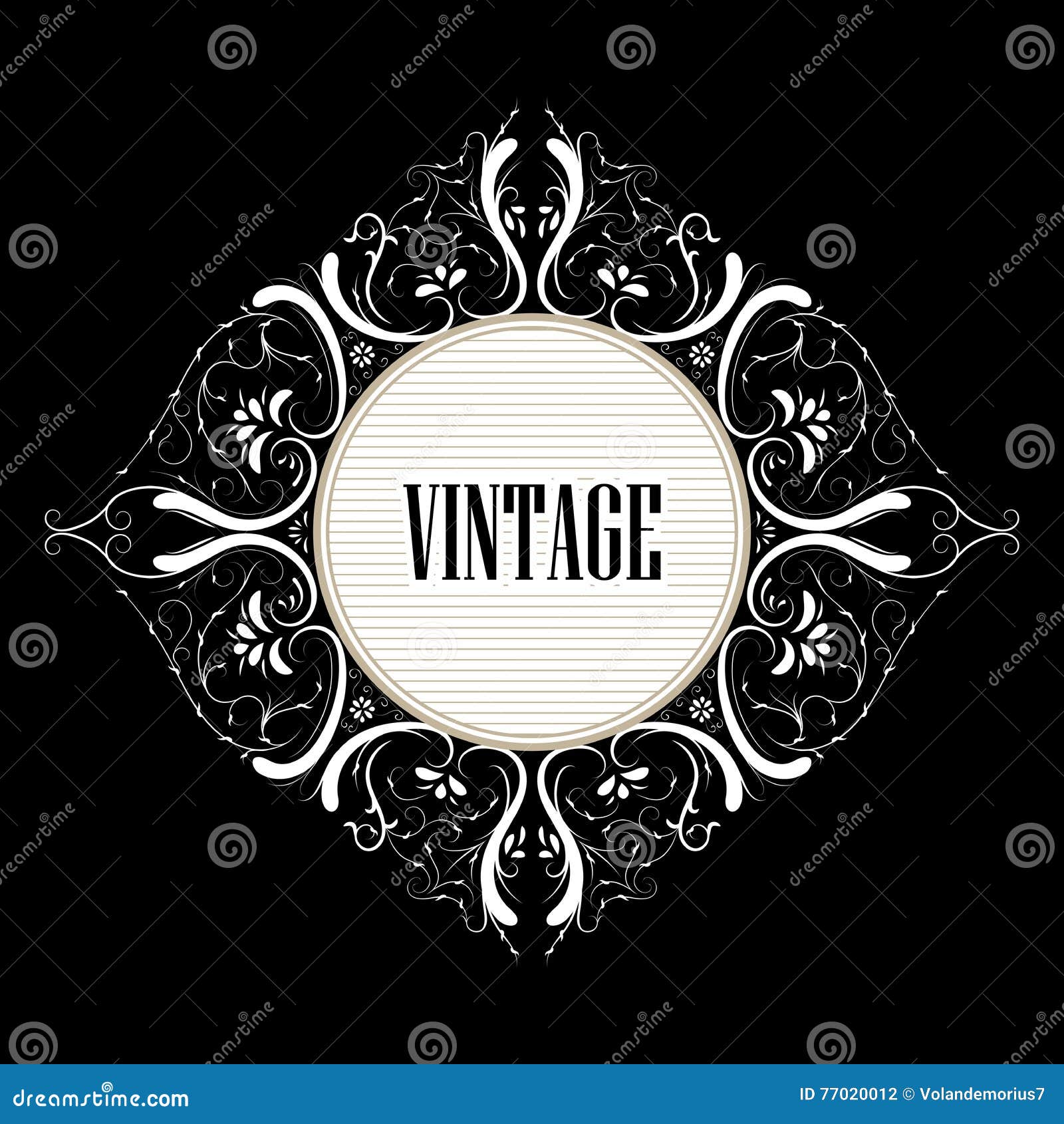 Beautiful Vintage Label with Swirls Stock Illustration - Illustration ...