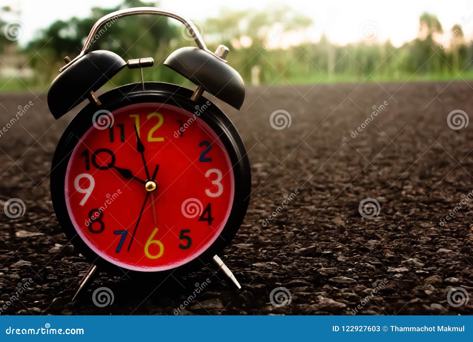 Beautiful Vintage Old Red Clock Stock Image - Image of blue, broke ...