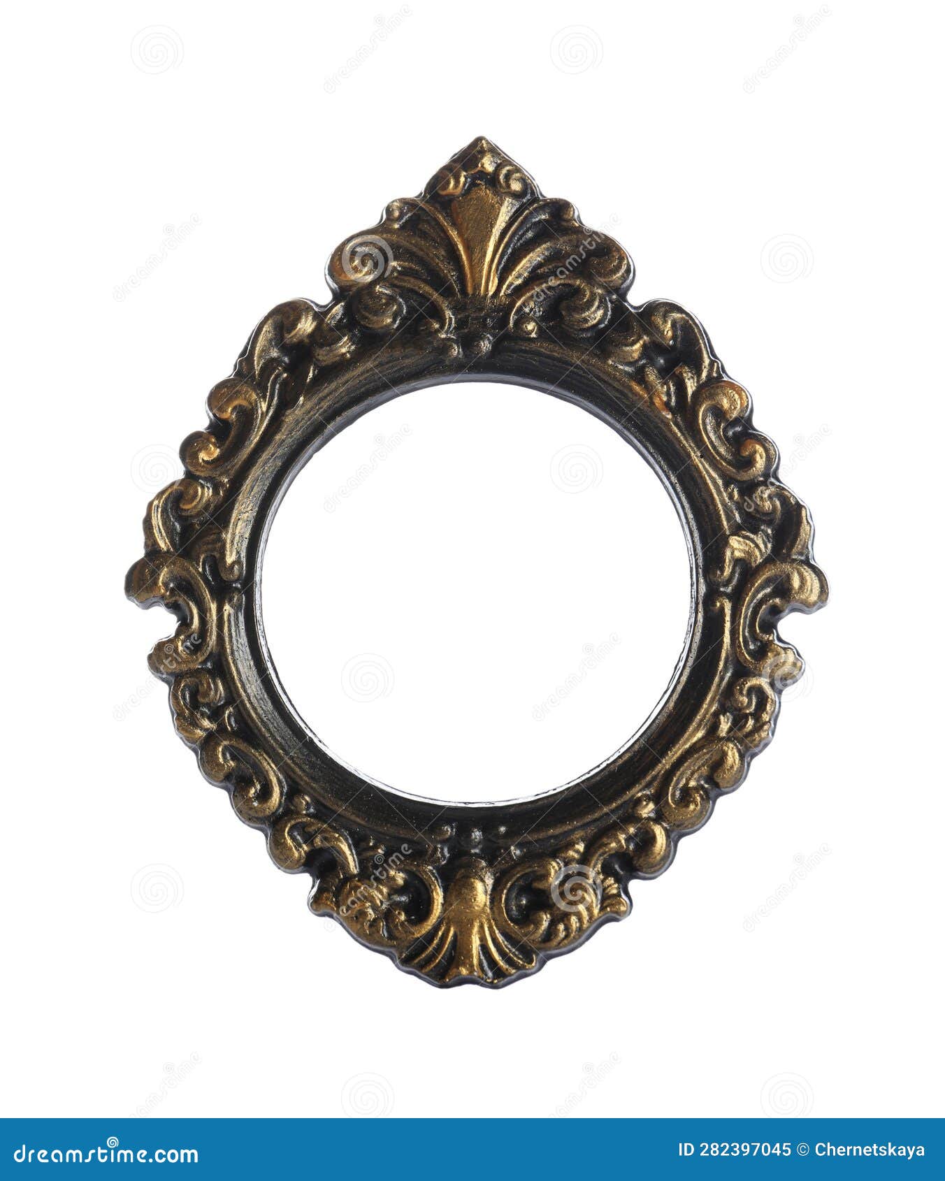 Beautiful Vintage Round Frame Isolated on White Stock Image - Image of ...