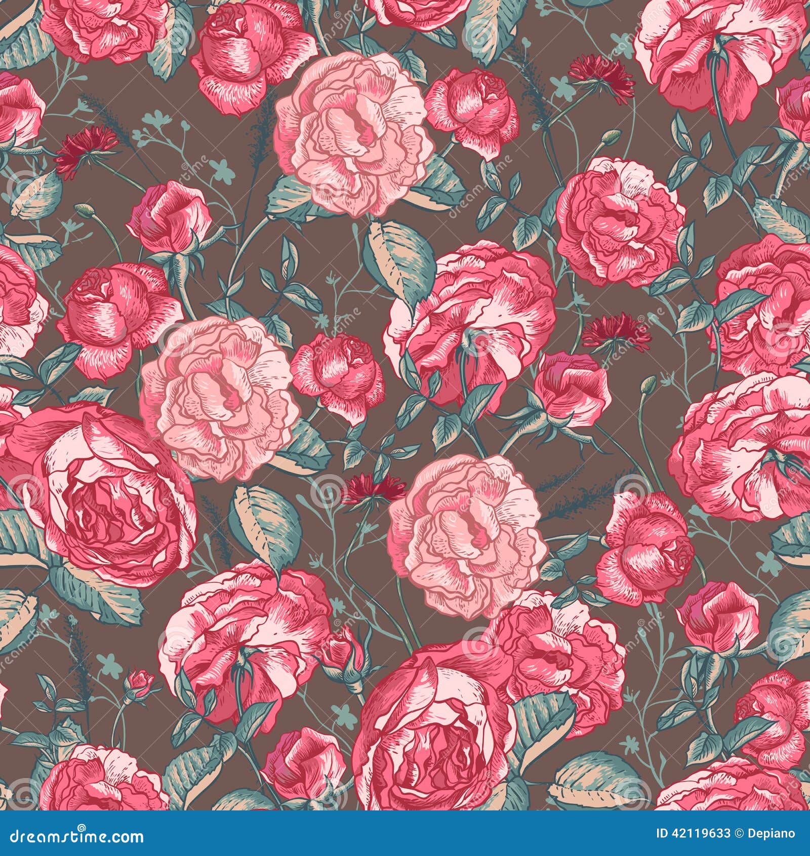 Beautiful Vintage Seamless Roses Background Stock Vector - Illustration ...