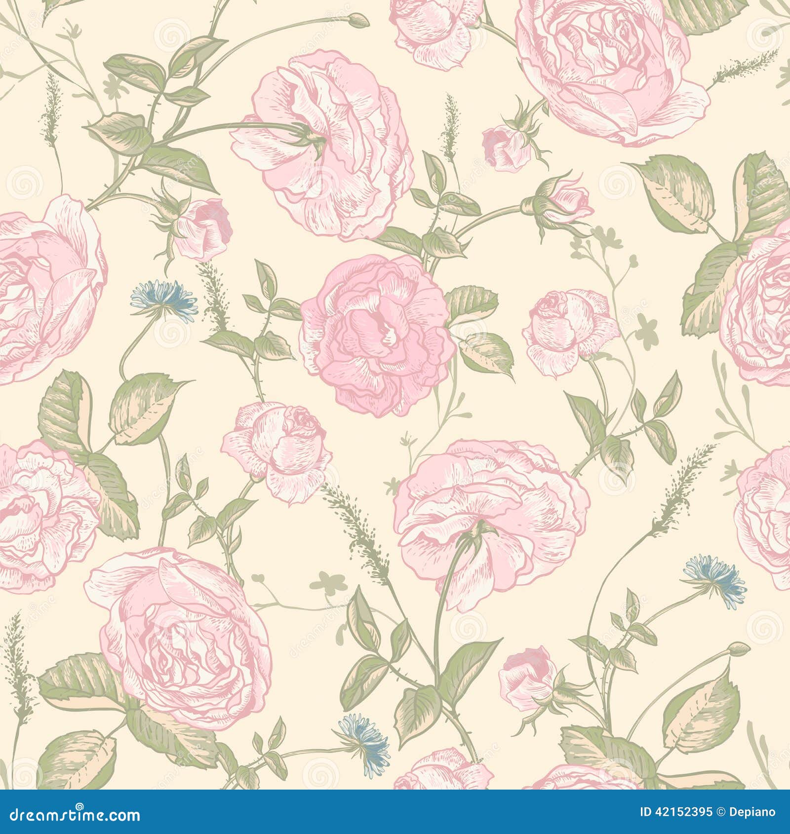 Beautiful Vintage Seamless Roses Background Stock Vector - Illustration ...