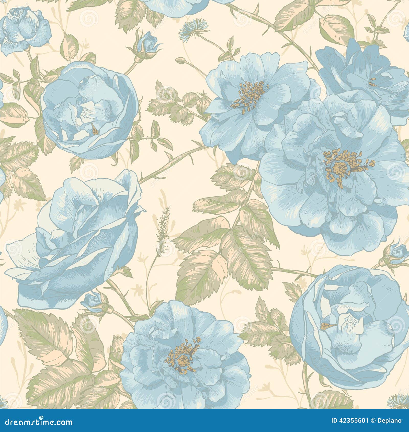 Beautiful Vintage Seamless Roses Background Stock Vector - Illustration ...