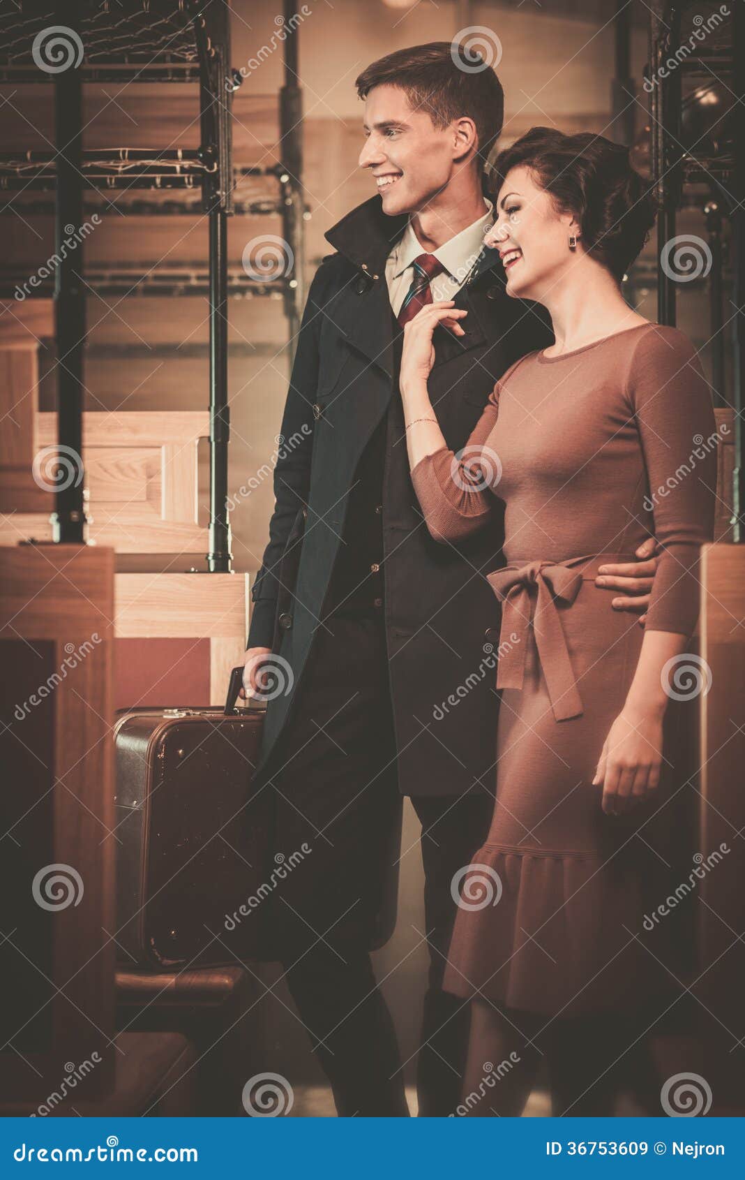 Beautiful Vintage Style Couple Stock Image - Image of passenger ...