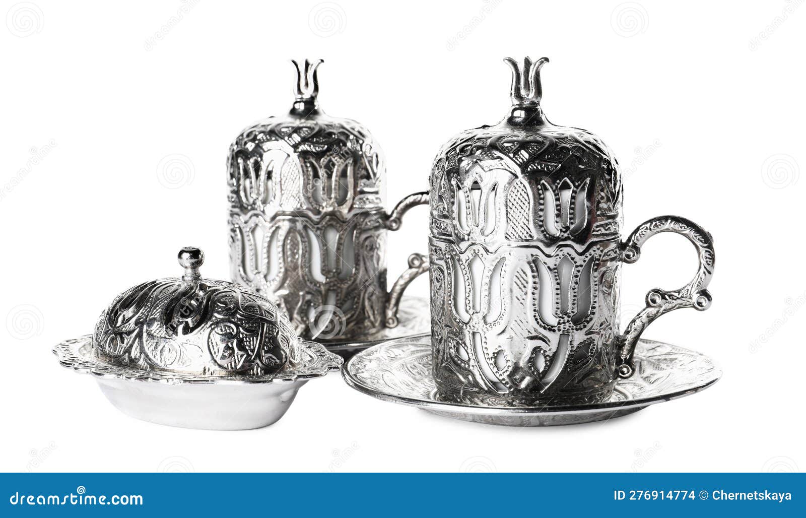 Beautiful Vintage Tea Set on White Background Stock Photo - Image of ...