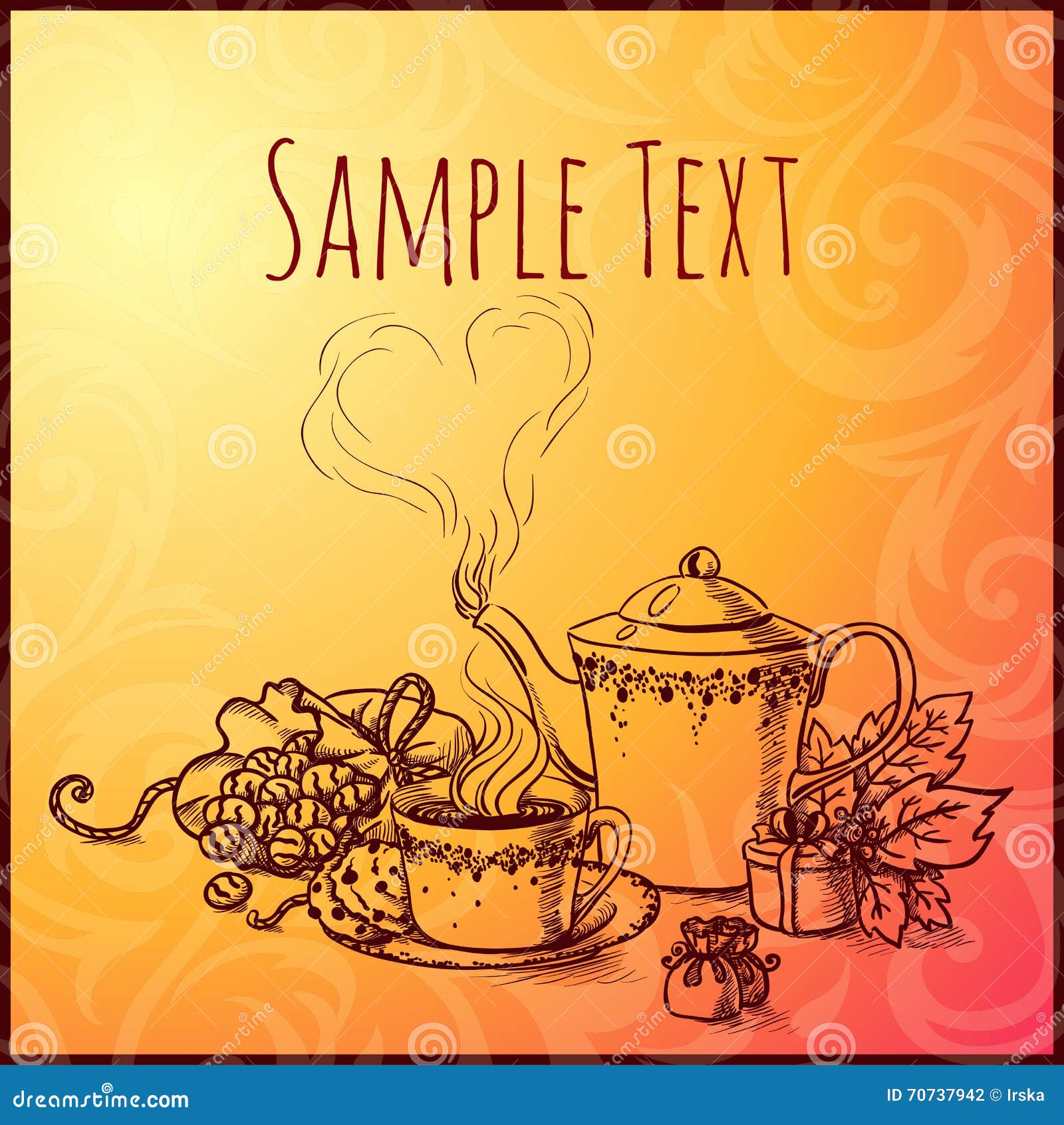 Beautiful Vintage Vector Banner with Tea Stock Vector - Illustration of ...