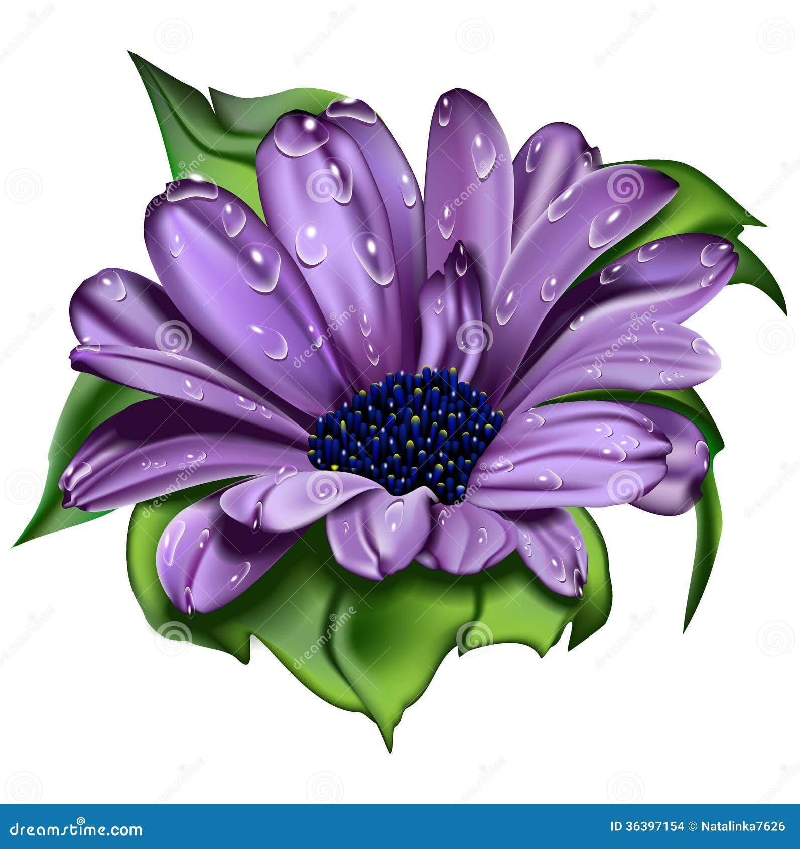 Beautiful violet flower stock vector. Illustration of blue - 36397154