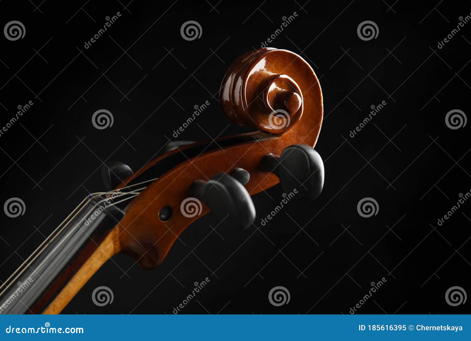Beautiful Violin on Black Background, Closeup Stock Image - Image of ...