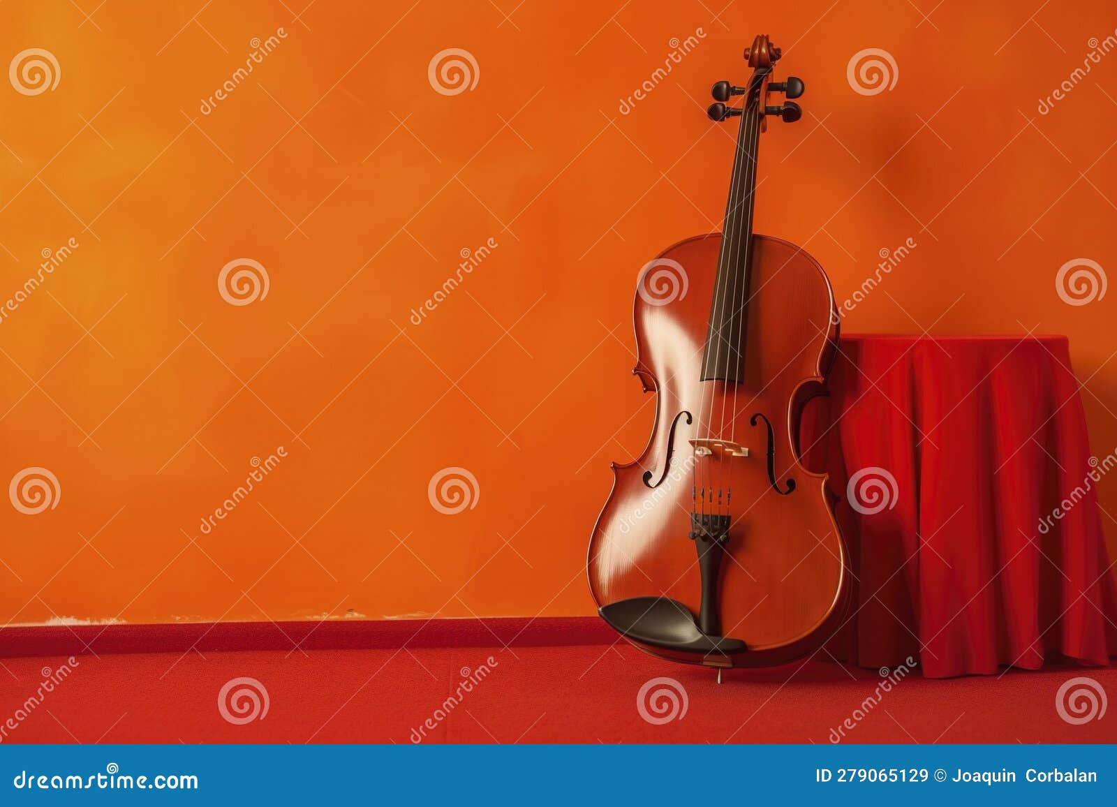 Beautiful Violin Leaning Against a Red Wall. Ai Generated Stock Image ...