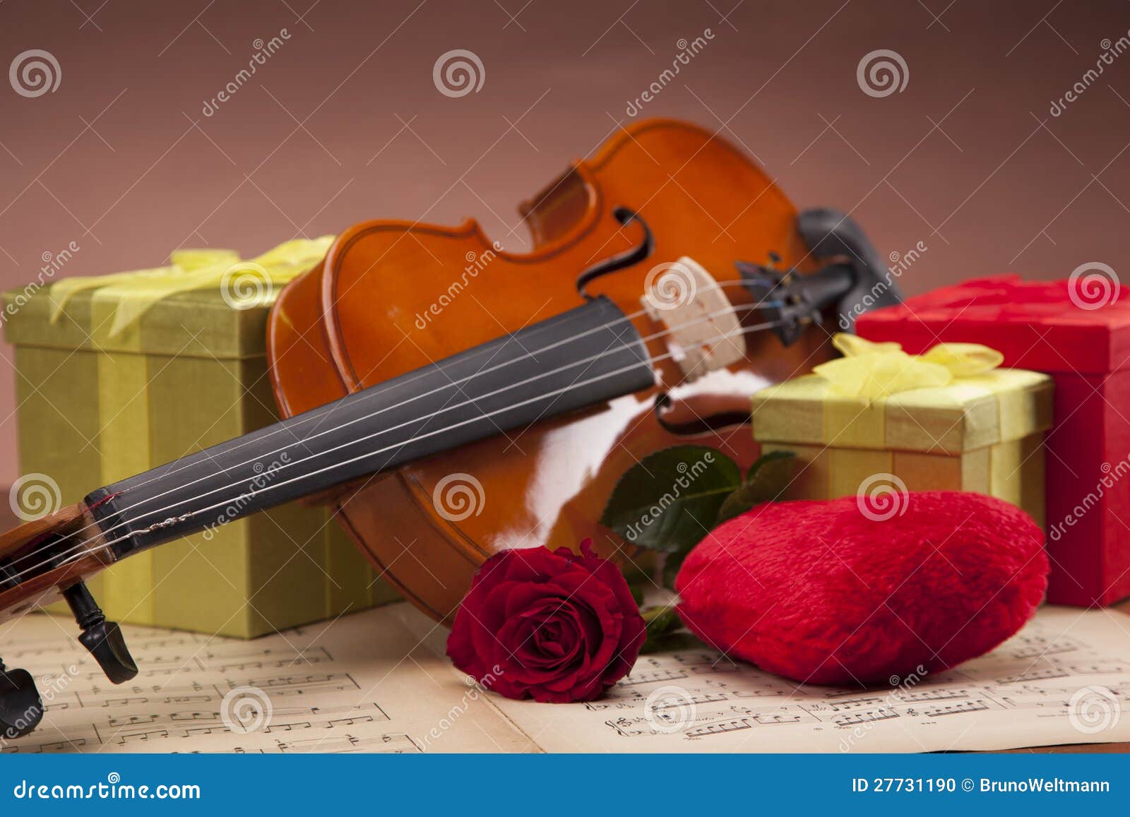 Beautiful Violin and Presents on Notes! Stock Photo - Image of violin ...
