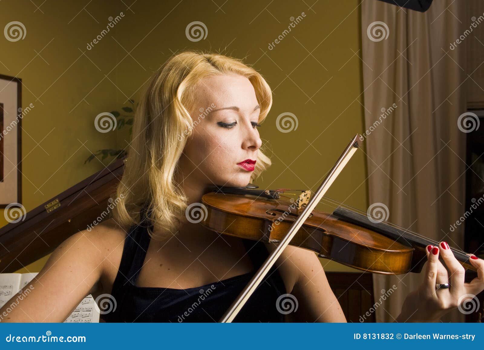 Beautiful Violinist stock photo. Image of eyes, face, blue - 8131832