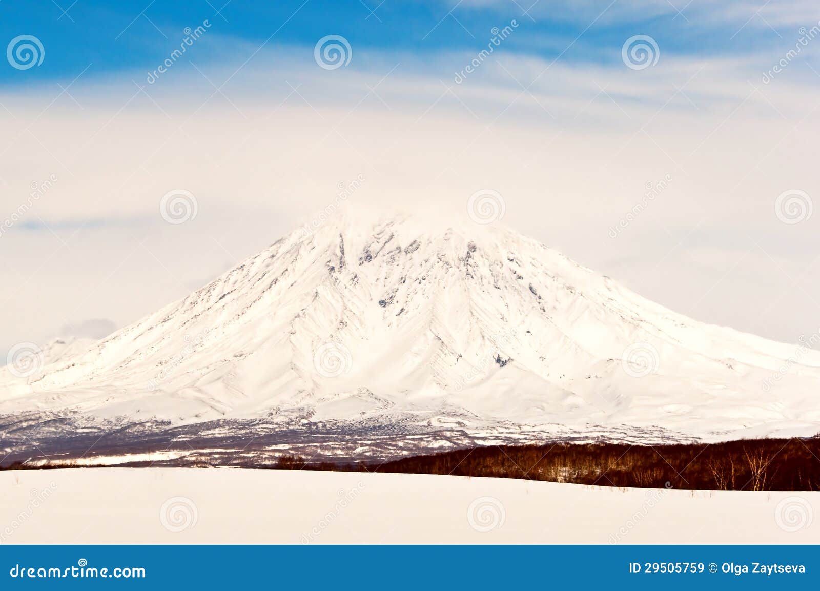 Beautiful Volcano in the Winter Stock Image - Image of winter, tourism ...