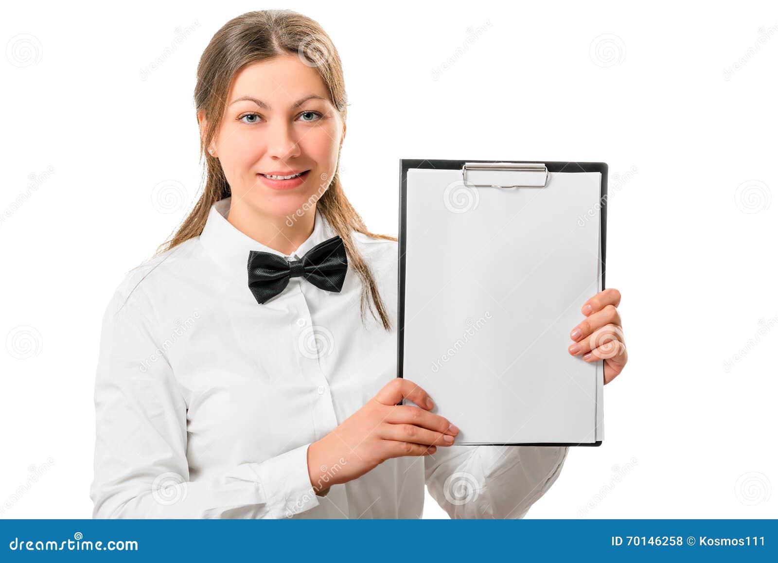 Beautiful Waitress with a Notepad Isolated Stock Photo - Image of ...