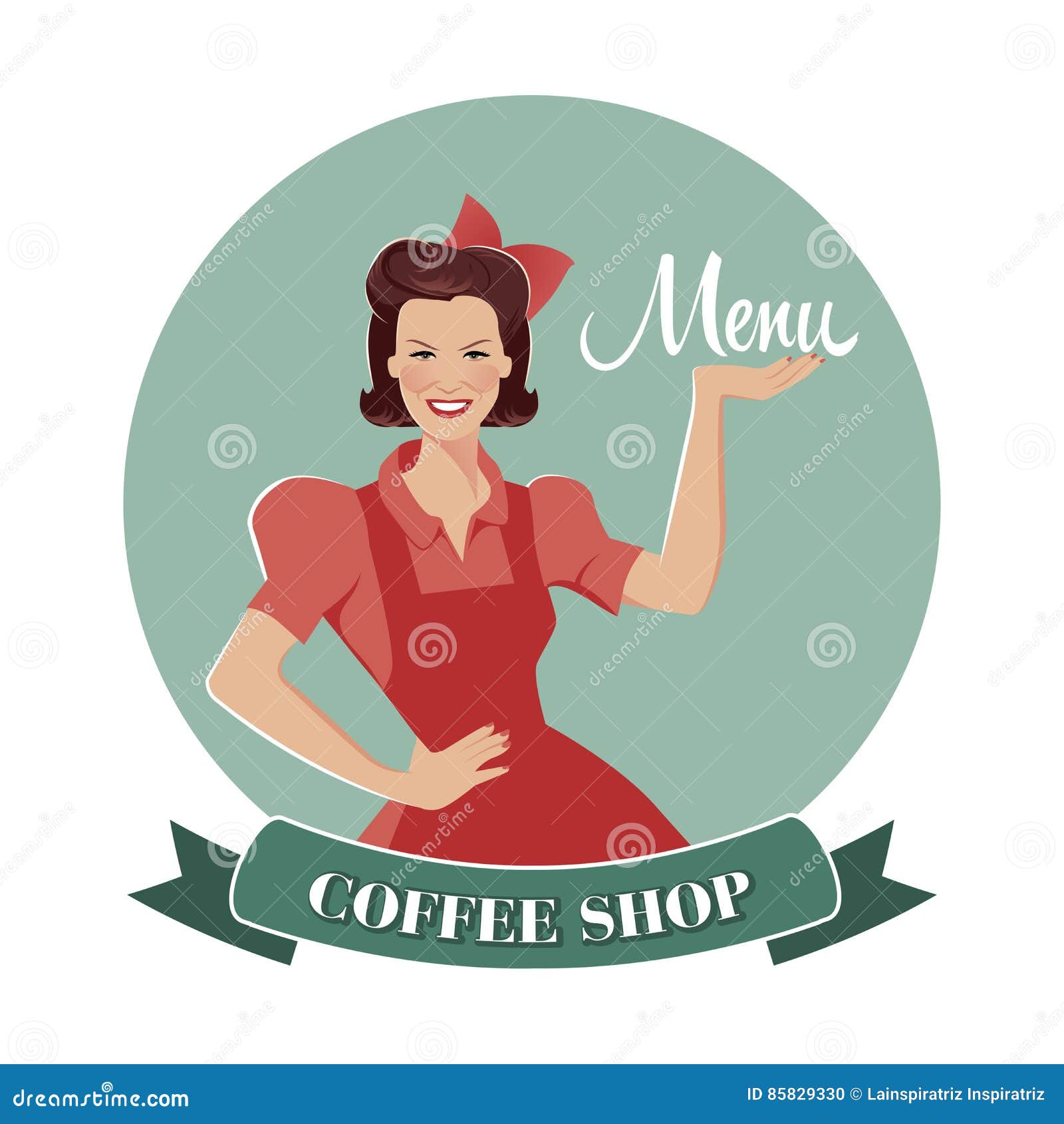 Beautiful Waitress Serves Dinner Cartoon Vector | CartoonDealer.com ...