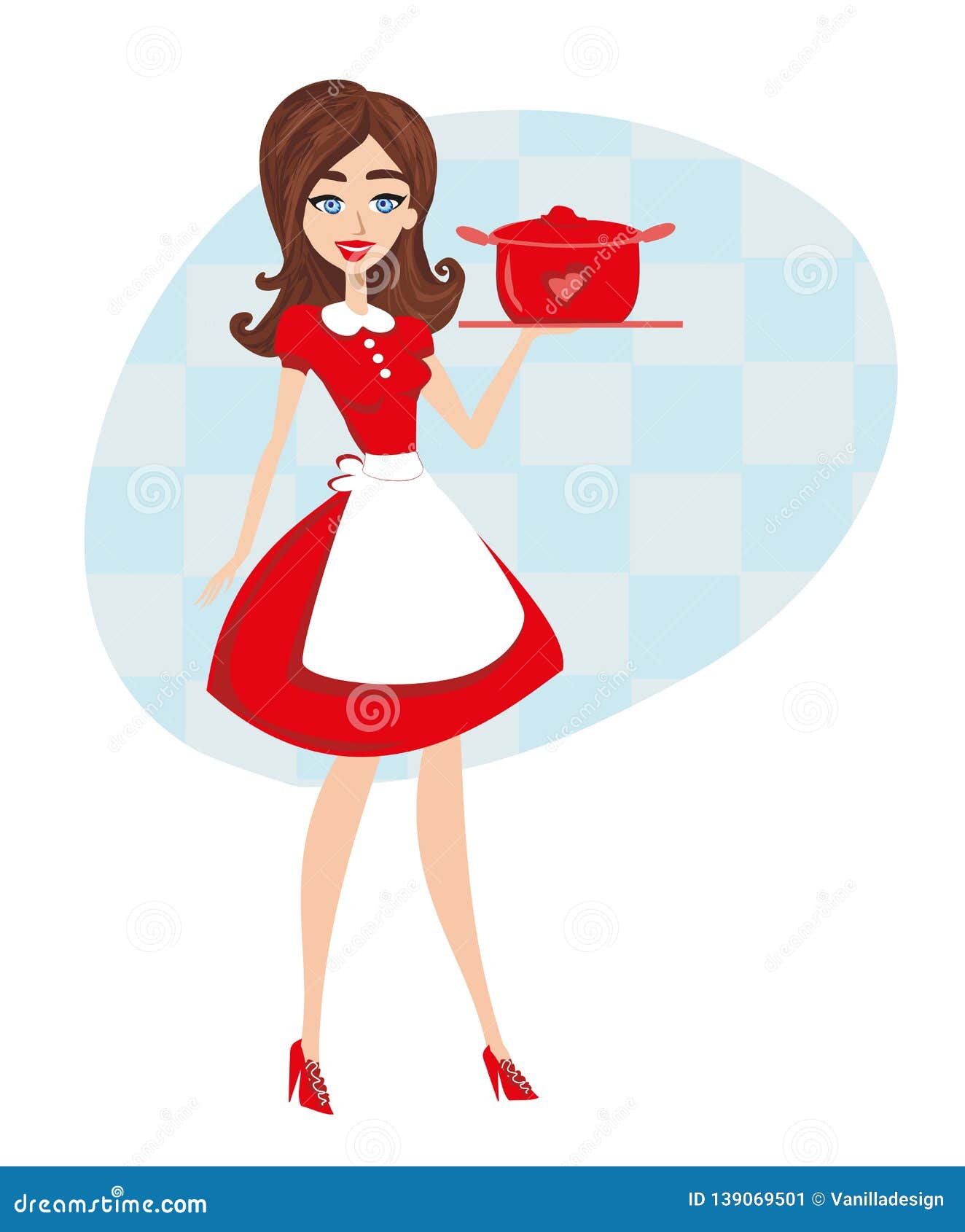 Beautiful Waitress Serves Dinner Stock Vector - Illustration of ...