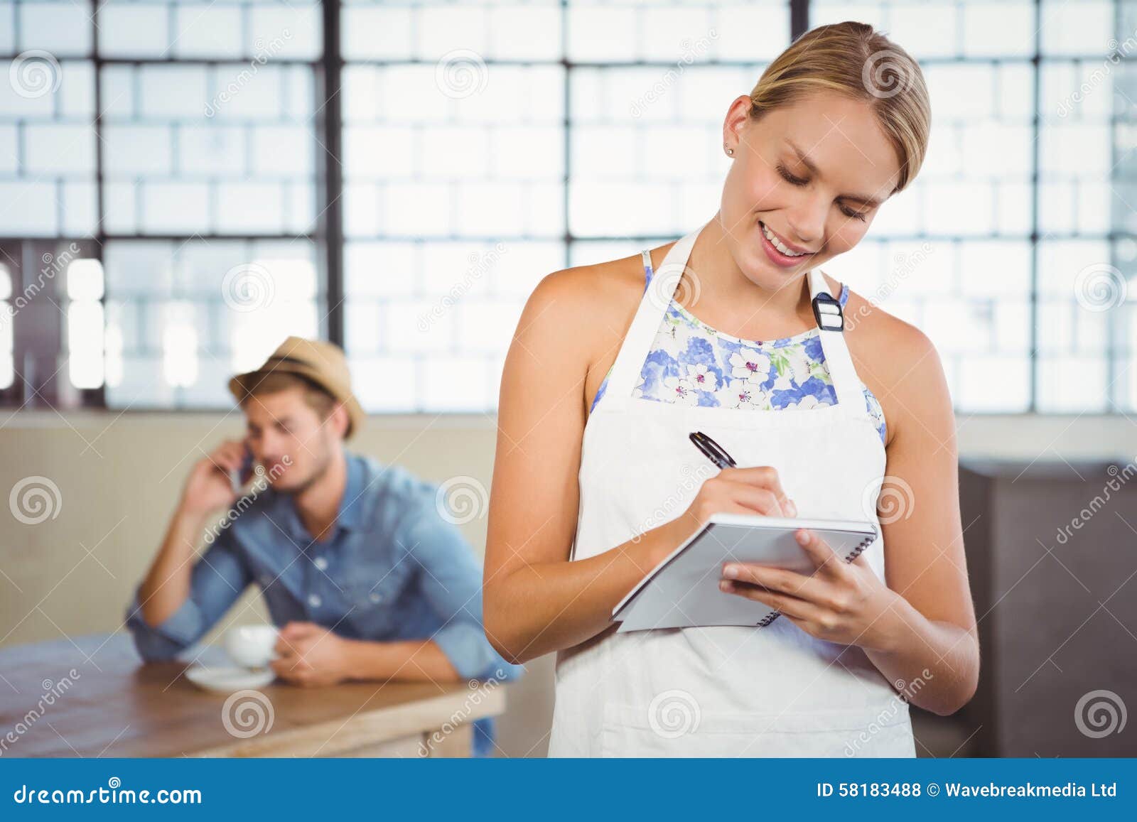 A Beautiful Waitress Taking an Order Stock Photo - Image of serving ...