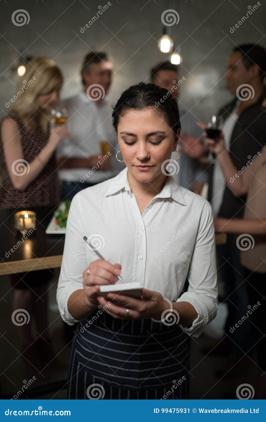 Beautiful Waitress Writing Order in Notepad Stock Image - Image of ...