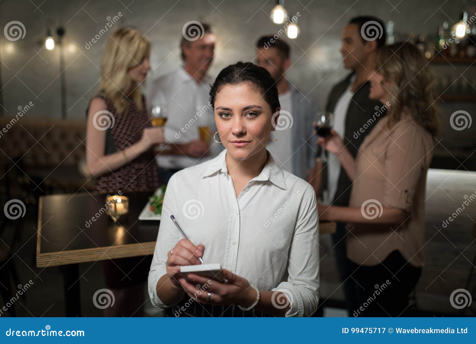 Beautiful Waitress Writing Order in Notepad Stock Image - Image of ...