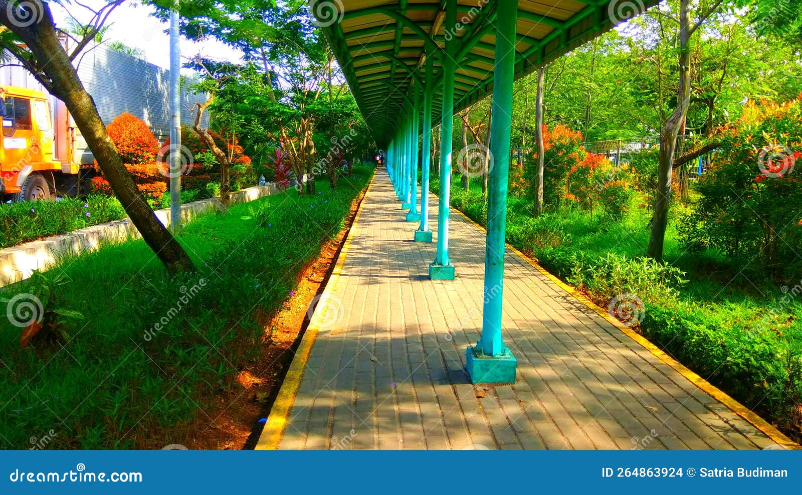 Beautiful Walking Path with Green Stock Photo - Image of walkway, tree ...