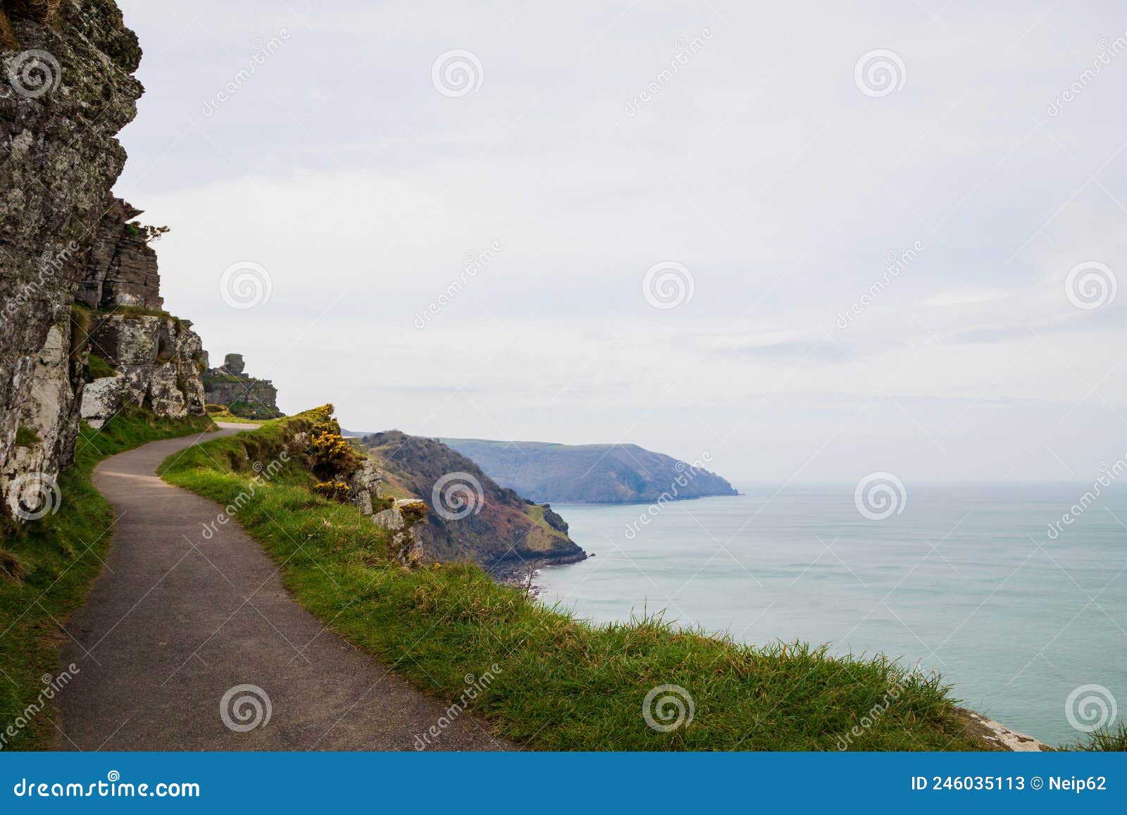 Beautiful Walking Path High in the Mountains Overlooking the Ocean ...