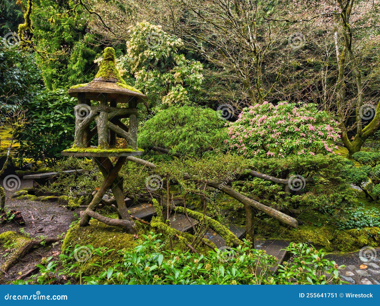 Beautiful Walkway and Garden Landscape in a Park Stock Image - Image of ...