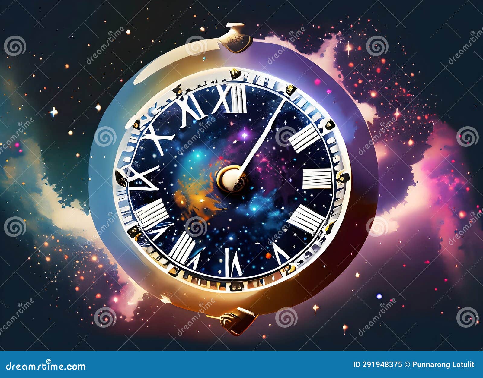 Beautiful a Watch Clock of Galaxy of Star and Digital Art, Generative ...