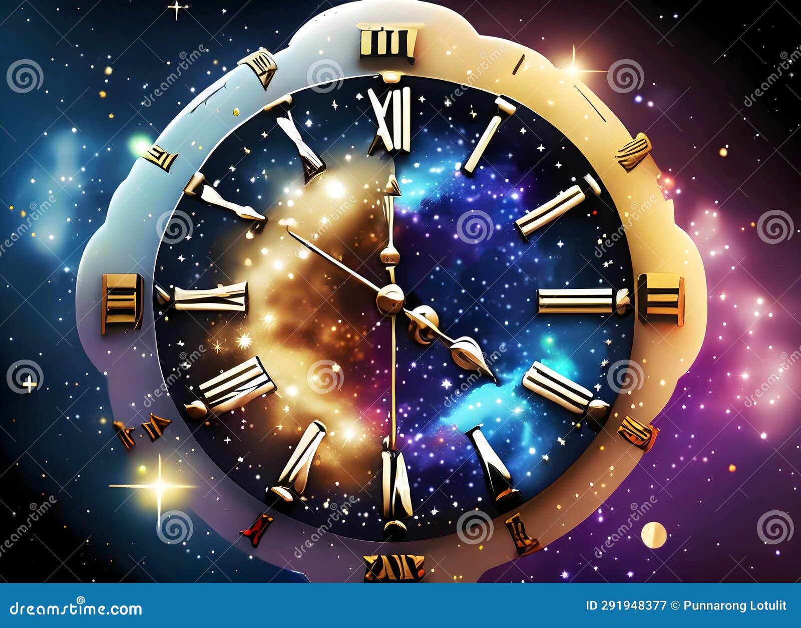 Beautiful a Watch Clock of Galaxy of Star and Digital Art, Generative ...