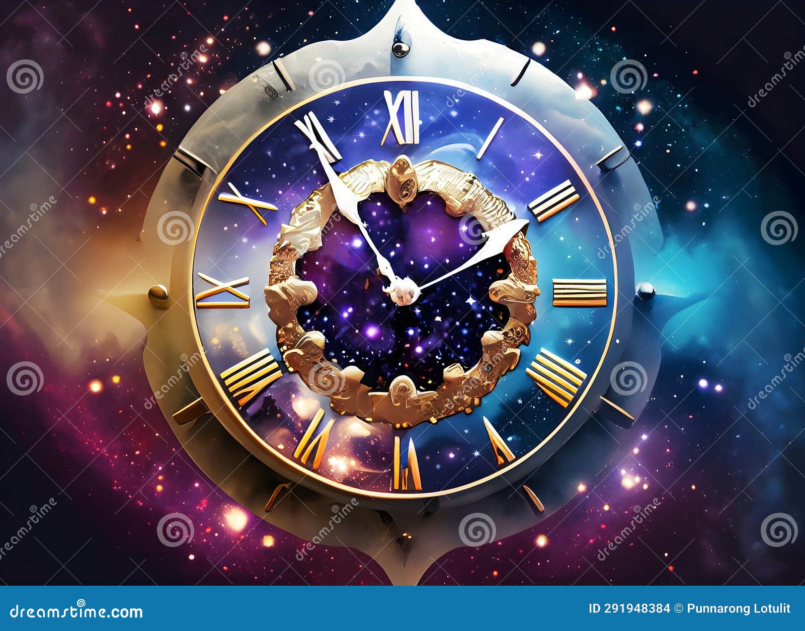 Beautiful a Watch Clock of Galaxy of Star and Digital Art, Generative ...