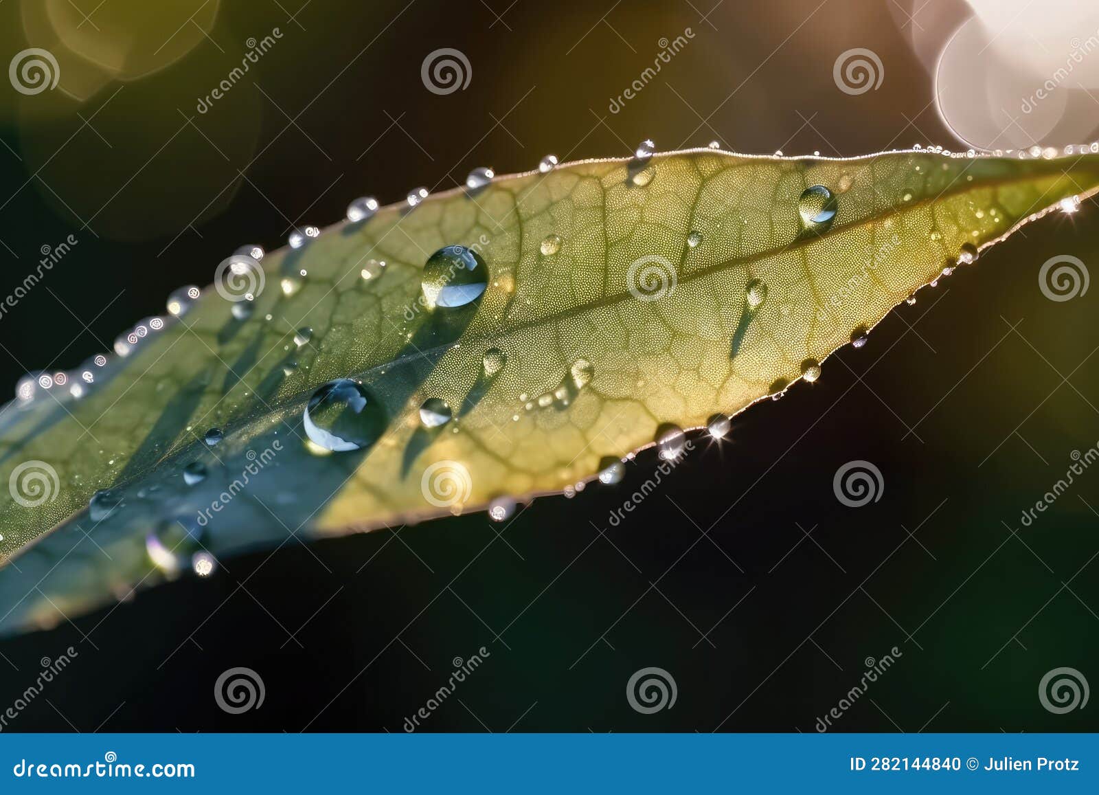 Beautiful Water Drops Sparkle in Sun on Leaf in Sunlight, AI Stock ...