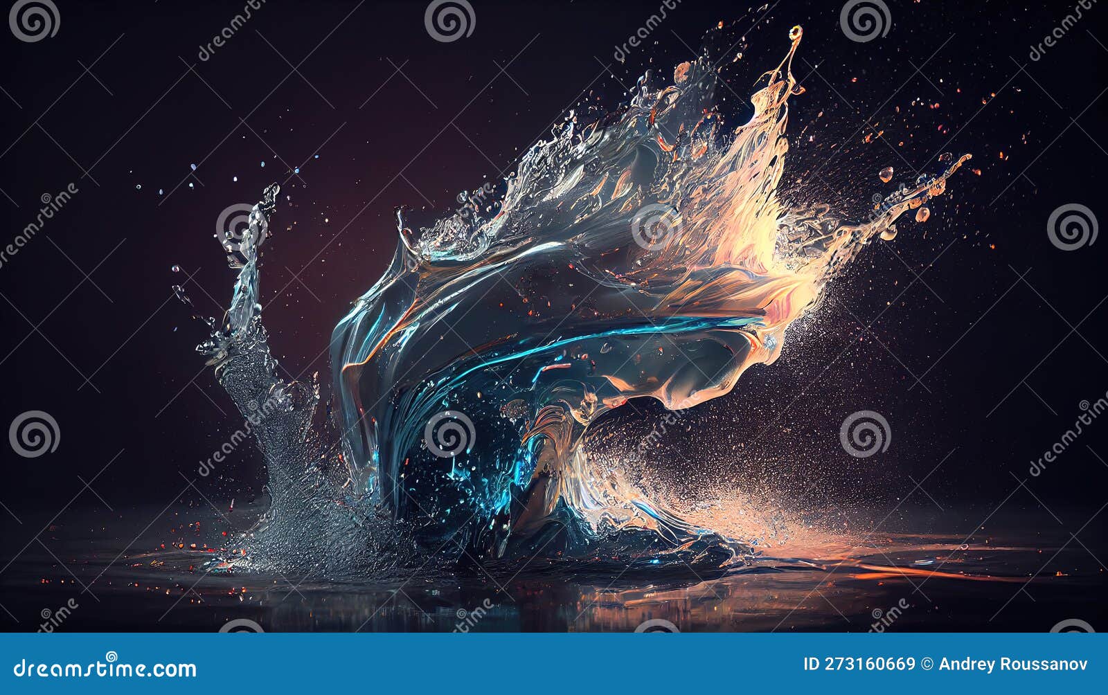 Beautiful Water Splash Backdrop. AI Render Stock Illustration ...