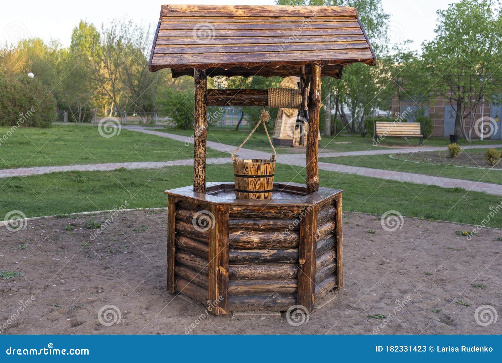 Beautiful Water Well in the Park Stock Image - Image of beautiful, roof ...
