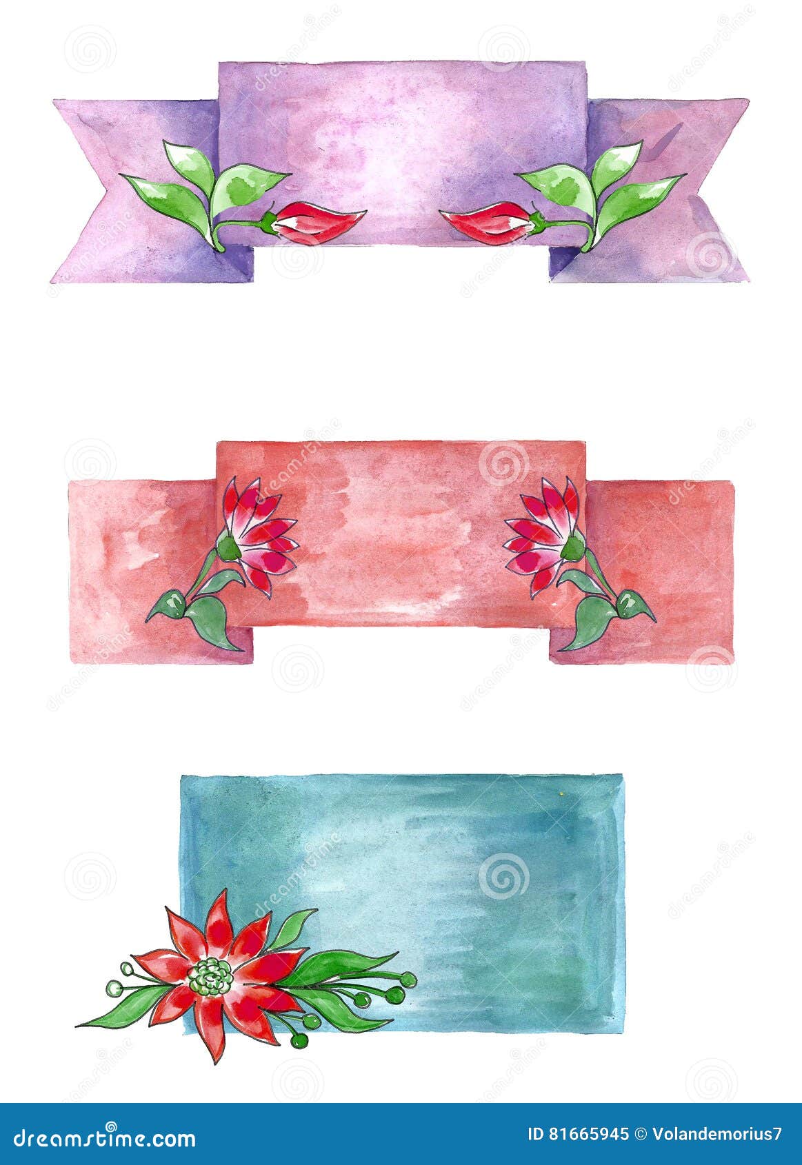Beautiful Watercolor Banner with Flowers Stock Illustration ...