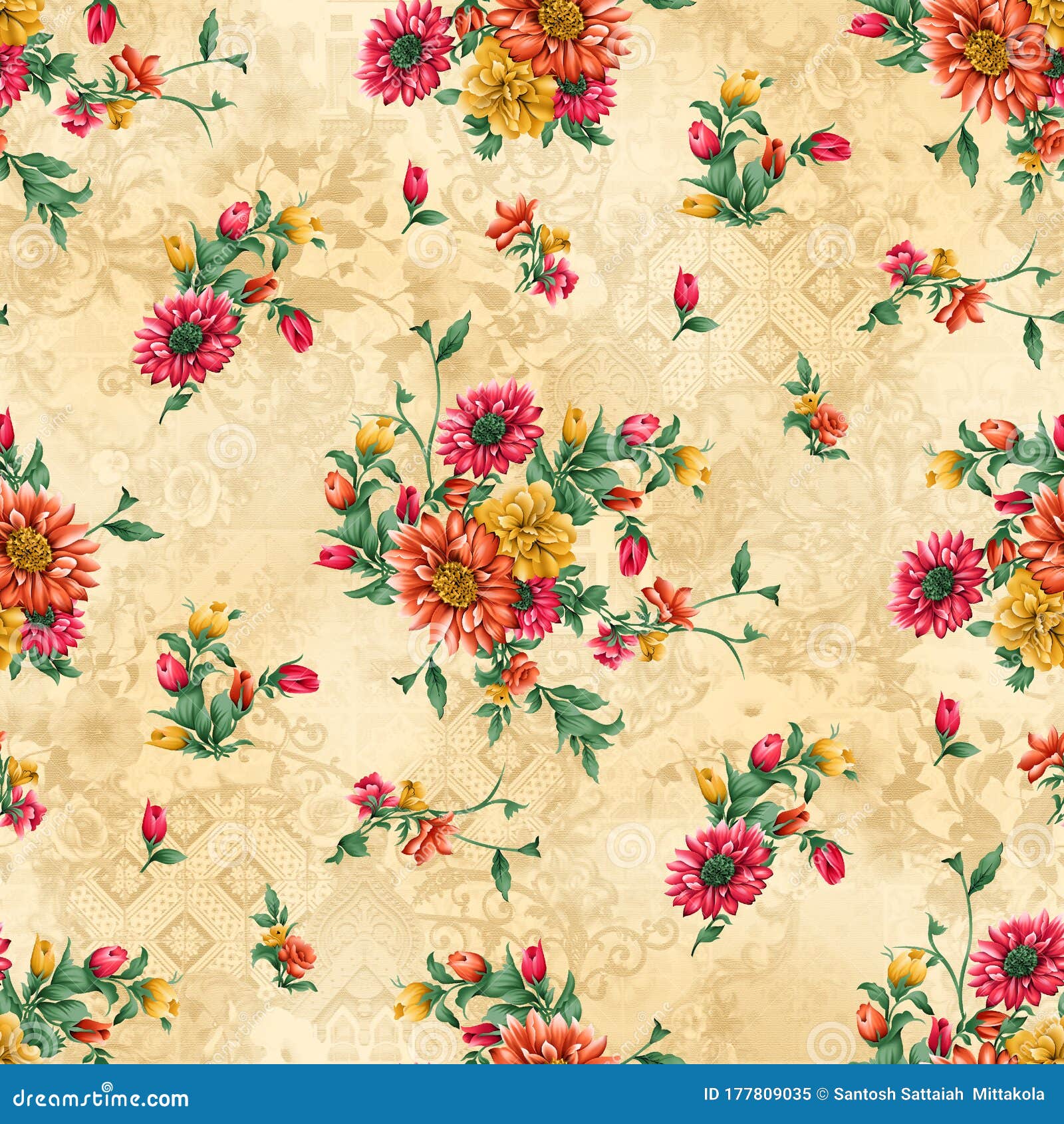 Beautiful Watercolor Flower on Cream Texture Background Stock ...