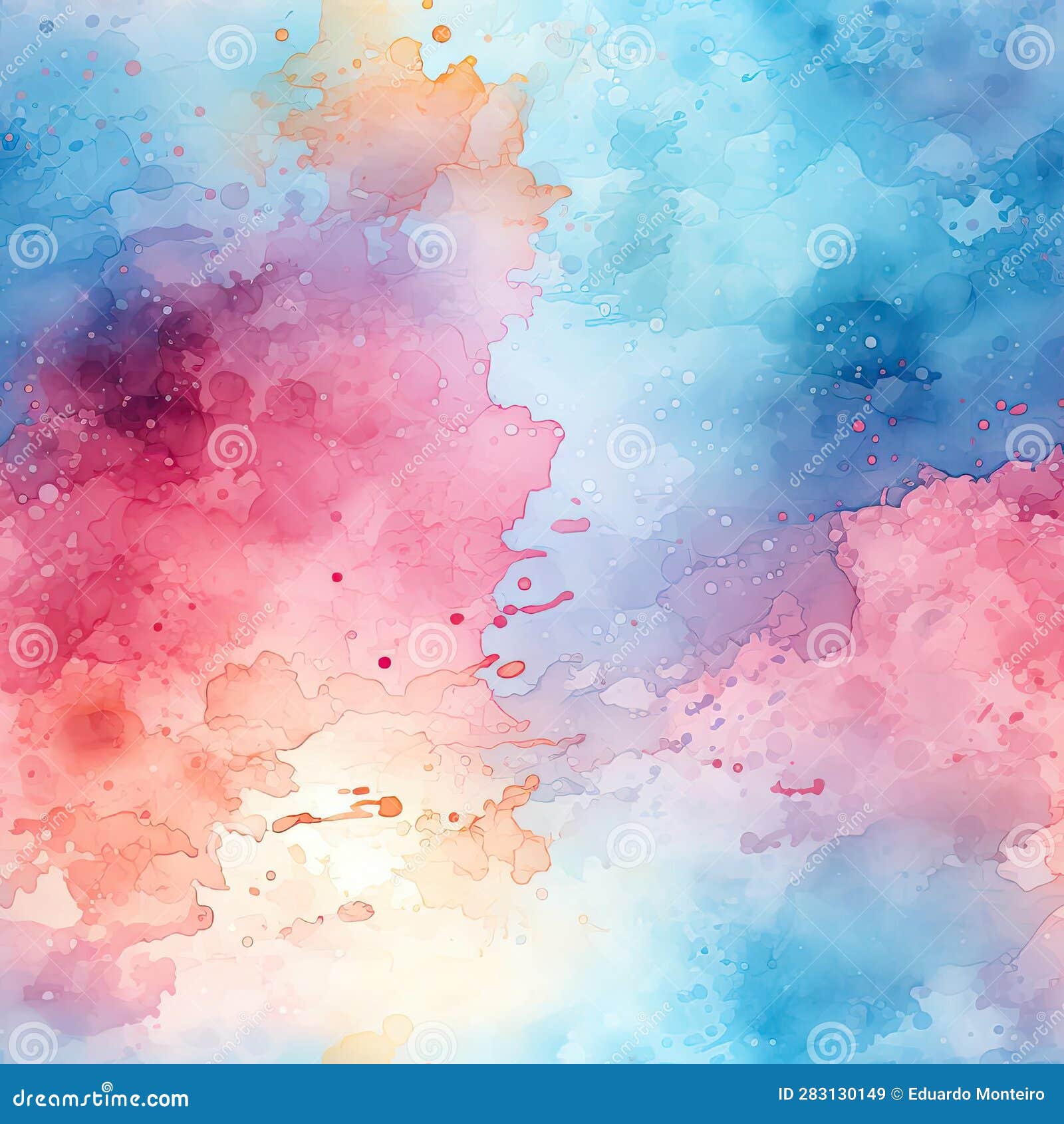 Beautiful Watercolor Splash Background in Blue and Pink (tiled) Stock ...