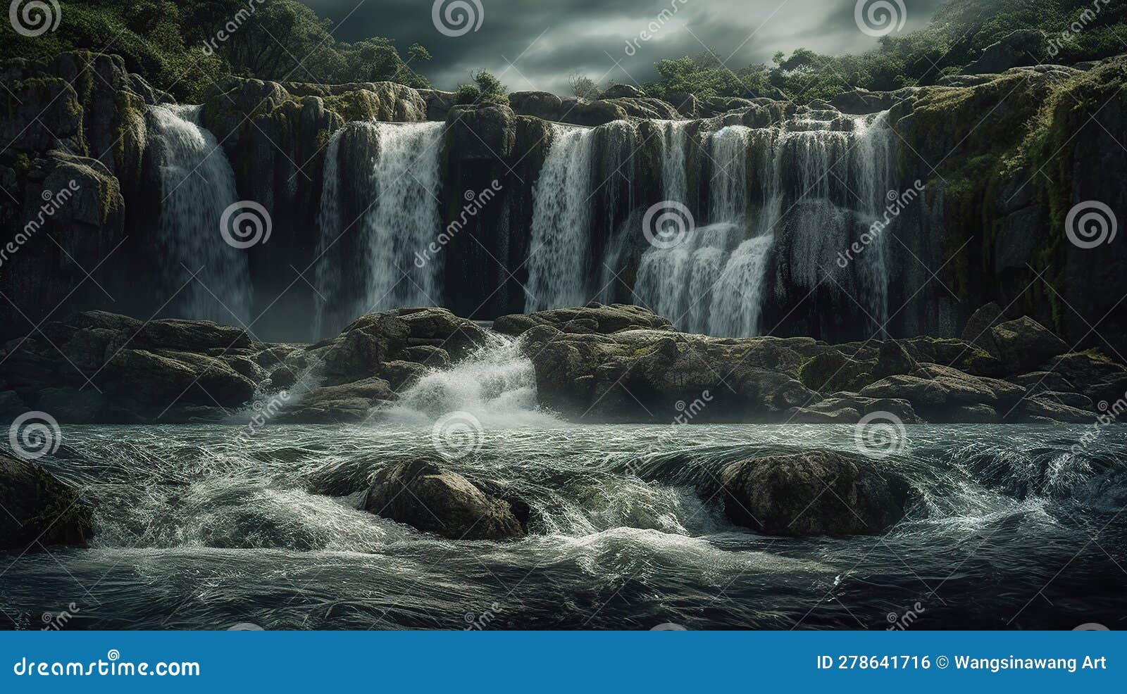 Beautiful Waterfall, Ai Generated Image Stock Photo - Image of palm ...