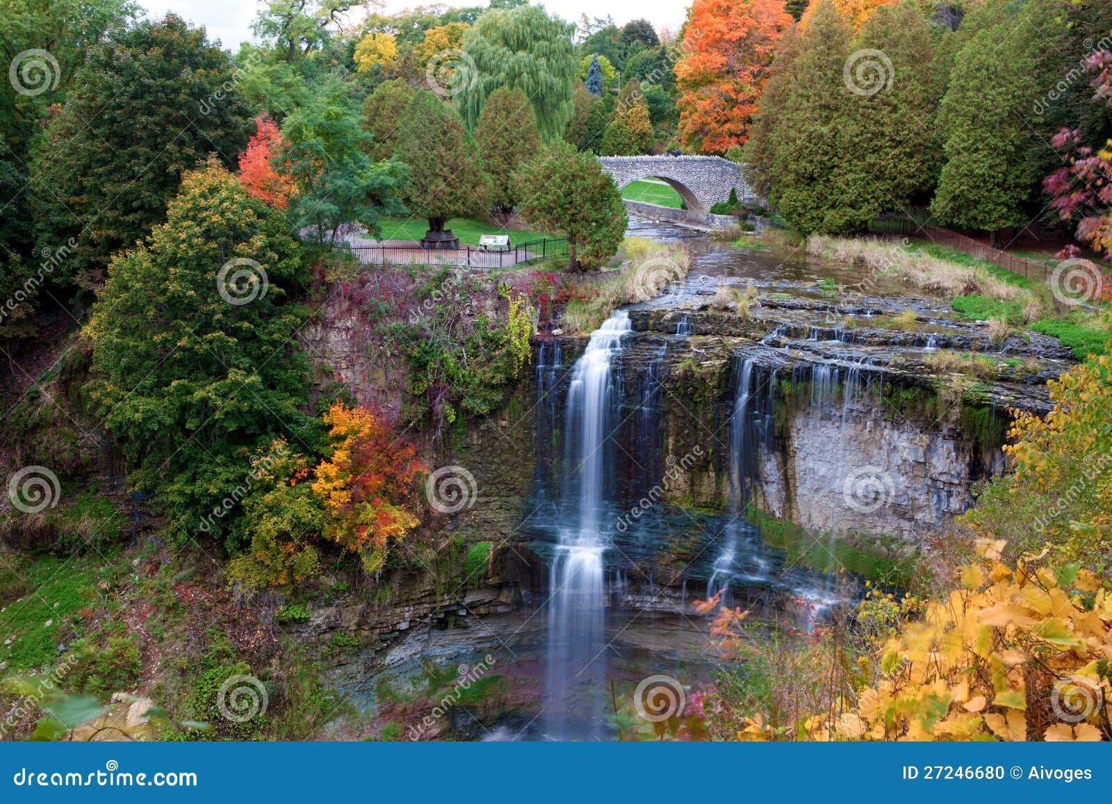 Beautiful Waterfall in Autumn Colors Stock Photo - Image of escarpment ...