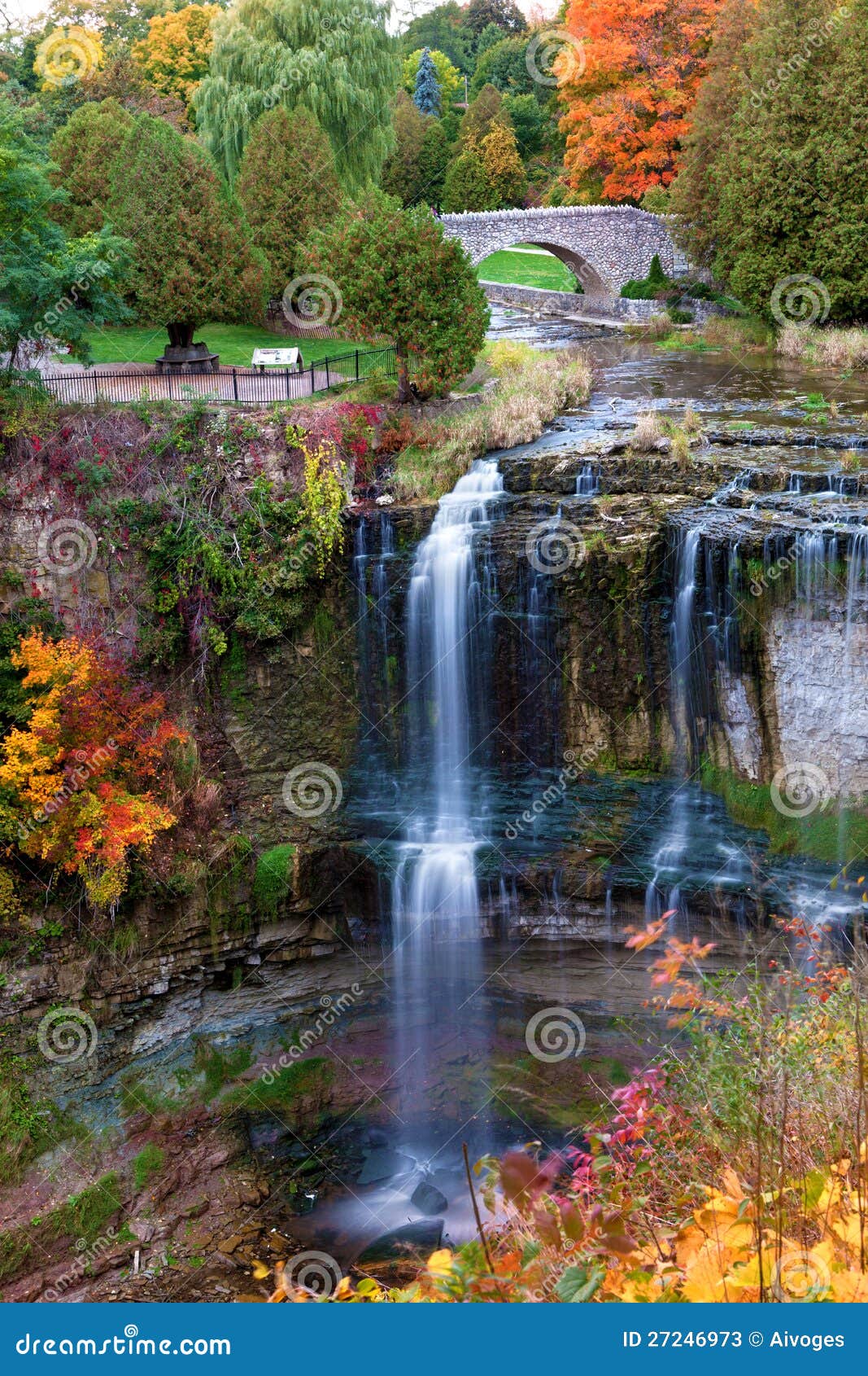 Beautiful Waterfall in Autumn Colors Stock Image - Image of attraction ...