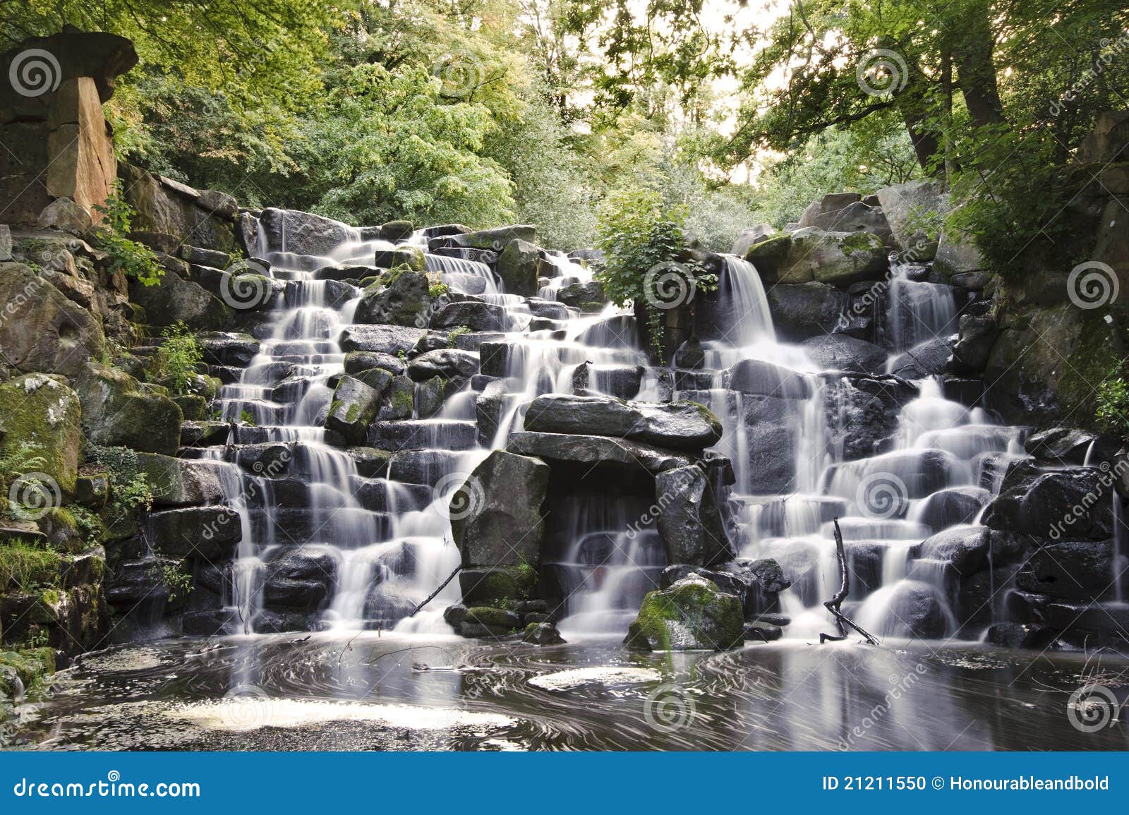 Beautiful Waterfall Cascades Over Rocks in Forest Stock Photo - Image ...
