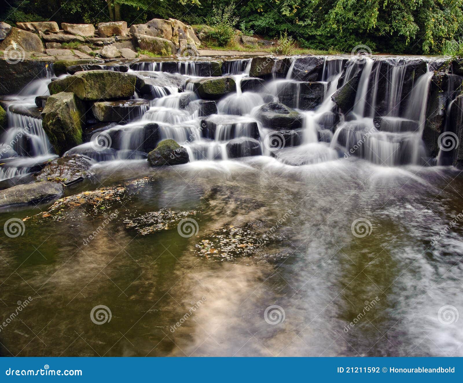 Beautiful Waterfall Cascades Over Rocks in Forest Stock Photo - Image ...