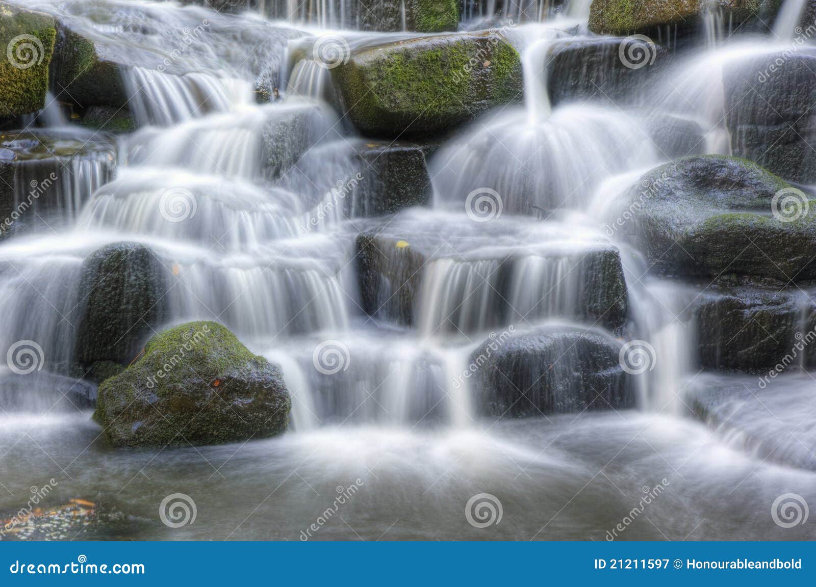 Beautiful Waterfall Cascades Over Rocks in Forest Stock Image - Image ...
