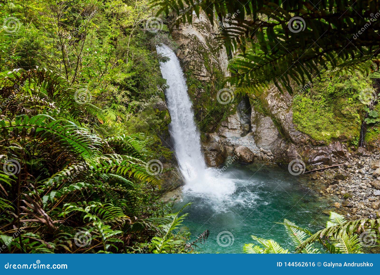 Waterfall in Chile stock photo. Image of mountain, holiday - 144562616