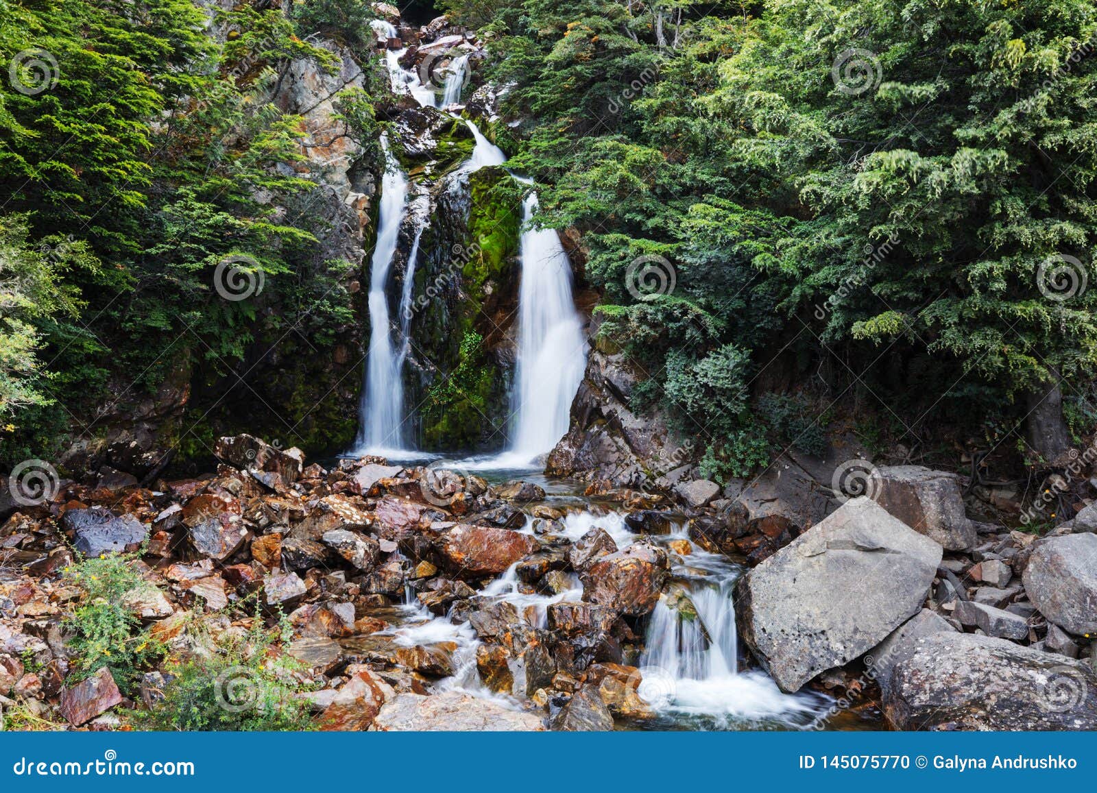 Waterfall in Chile stock photo. Image of landscape, chile - 145075770